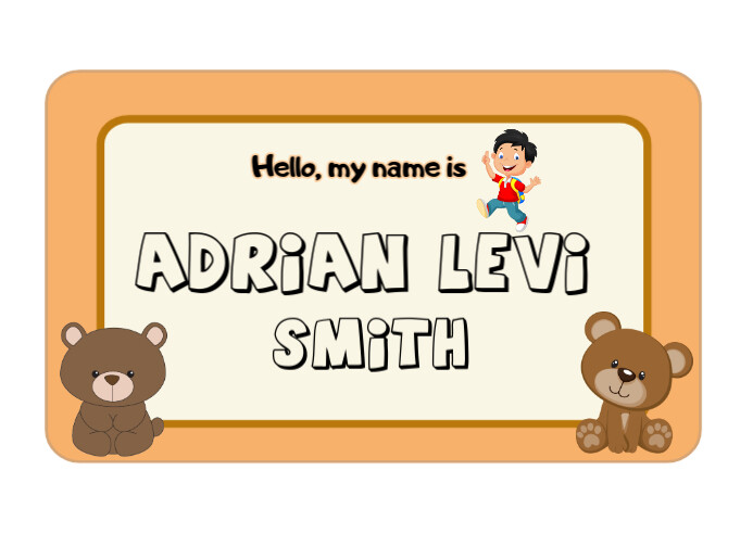 School Name Tag - Teddy Bear Template | PosterMyWall