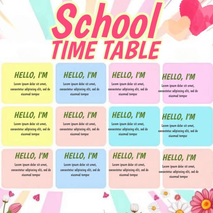 White Joyful School Timetable Instagram Post Template | PosterMyWall