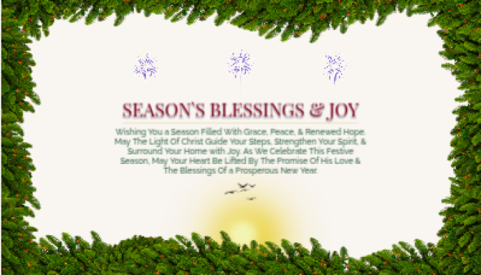 White Joyful Seasons Blessings Card Template | PosterMyWall