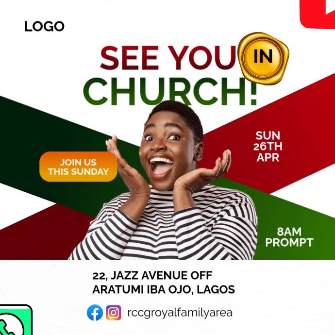 White Joyful See You In Church Poster Instagram Post Template ...