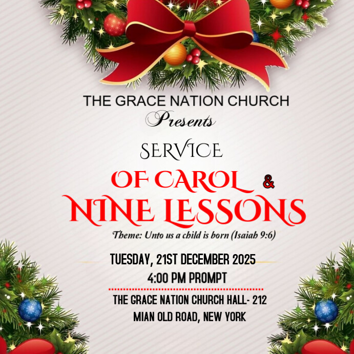 White Joyful Service Of Carol And Nine Lessons Instagram Post Template ...