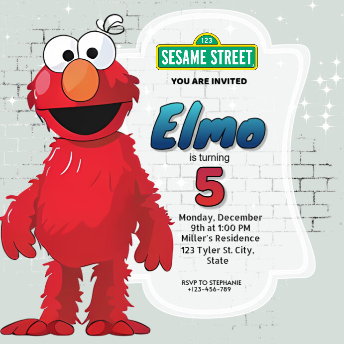 White Joyful Sesame Street Birthday Instagram Post Templat | PosterMyWall