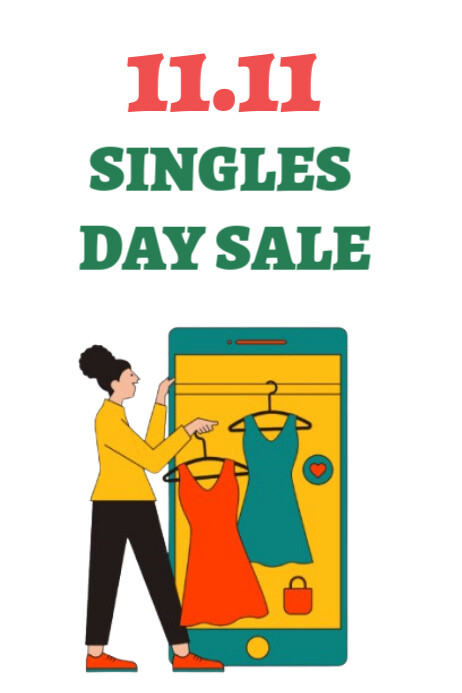 Plantilla de White Joyful Singles Day Poster | PosterMyWall