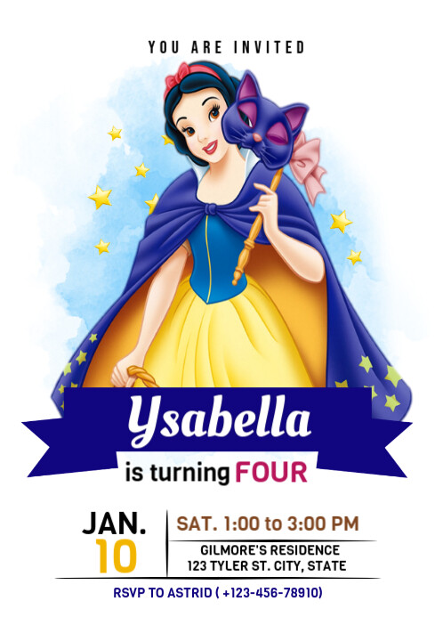 Copy of White Joyful Snow White Birthday A4 | PosterMyWall