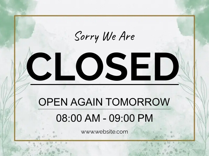 White Joyful Sorry We're Closed Temporarily Template | PosterMyWall