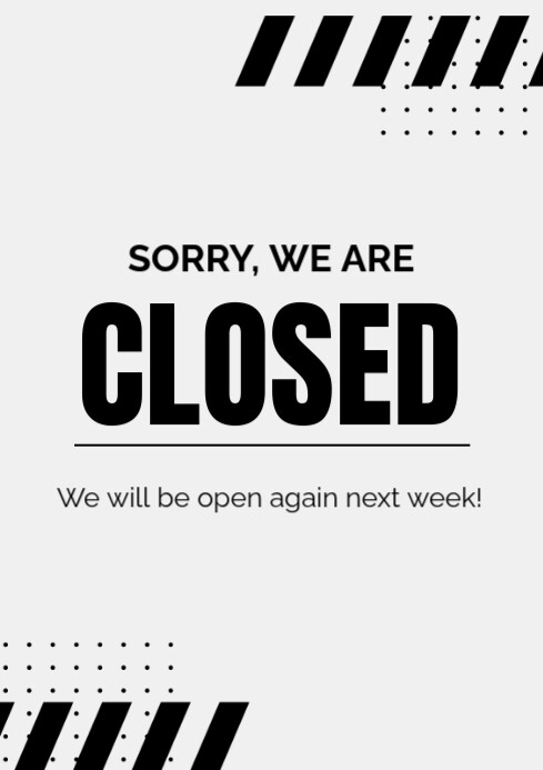 Copy of White Joyful Sorry We're Closed Temporary Announcement A4 ...