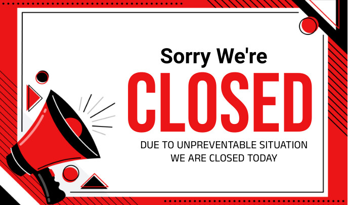 White Joyful Sorry We Are Closed Tag Template | PosterMyWall