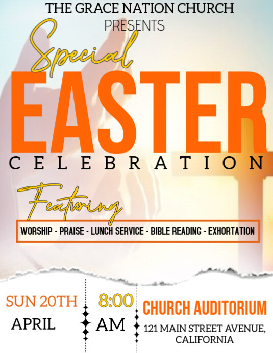 White Joyful Special Easter Celebration Flyer (us Letter) Template ...