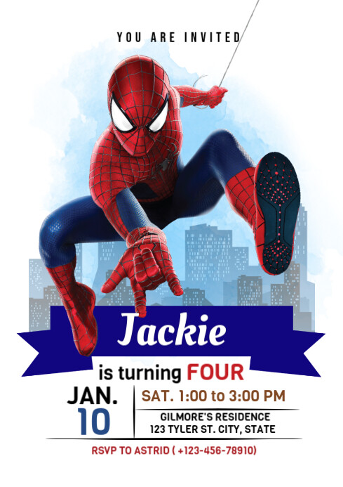 Copia de White Joyful Spider Man Birthday A4 | PosterMyWall