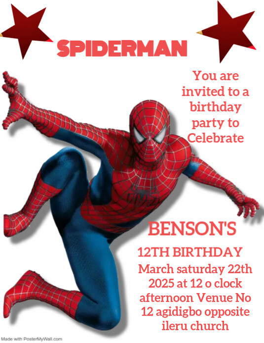 White Joyful Spiderman Aniversery Flyer (us Letter) Template | PosterMyWall
