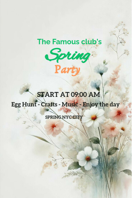 White Joyful Spring Fling Flyer Layout Poster Template | PosterMyWall