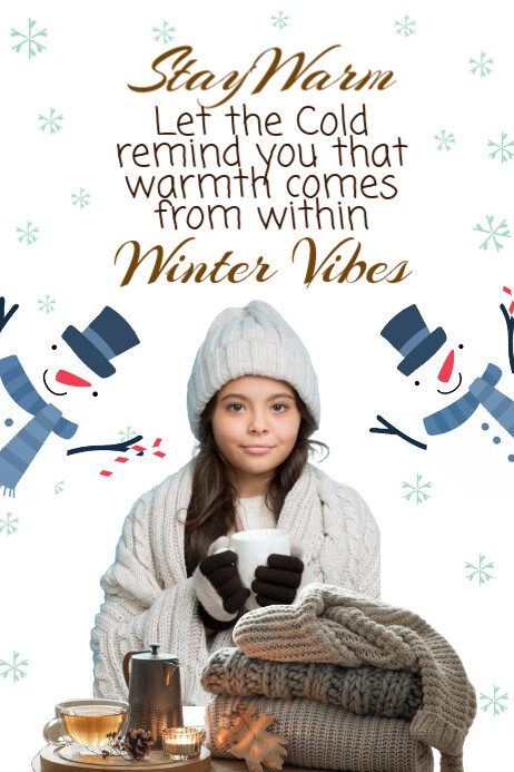 White Joyful Stay Warm Winter Poster Template | PosterMyWall
