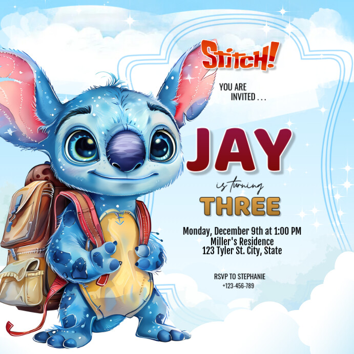 Copy of White Joyful Stitch Birthday Instagram Post | PosterMyWall