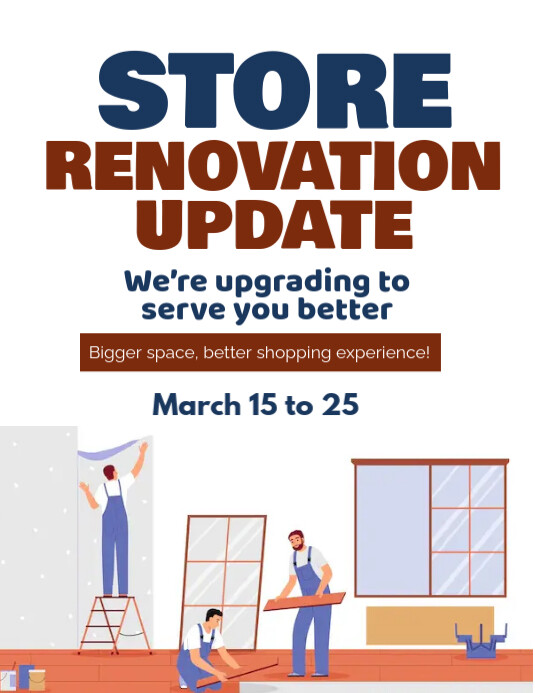 White Joyful Store Renovation Update Flyer (us Letter) Template ...