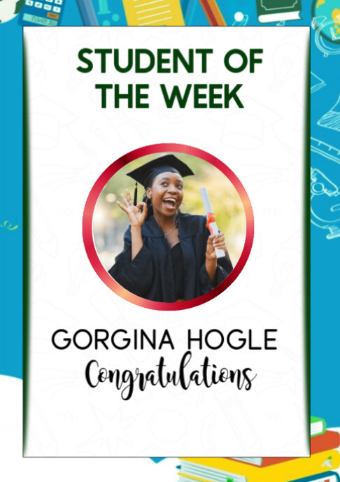 White Joyful Student Of The Week A2 Template | PosterMyWall