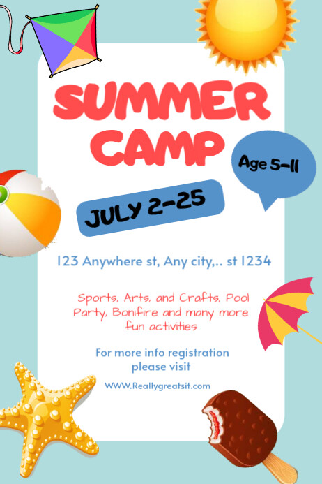 White Joyful Summer Camp Poster Template | PosterMyWall
