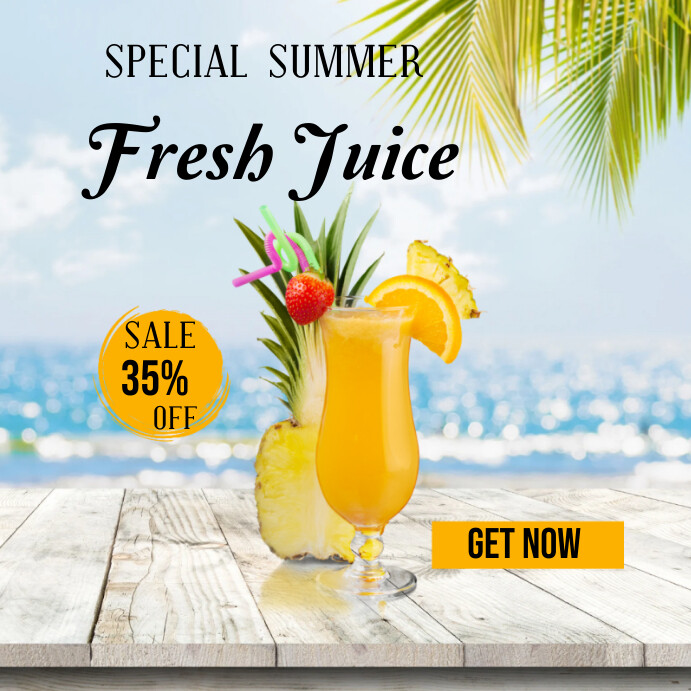 White Joyful Summer Juice Instagram Post Template | PosterMyWall