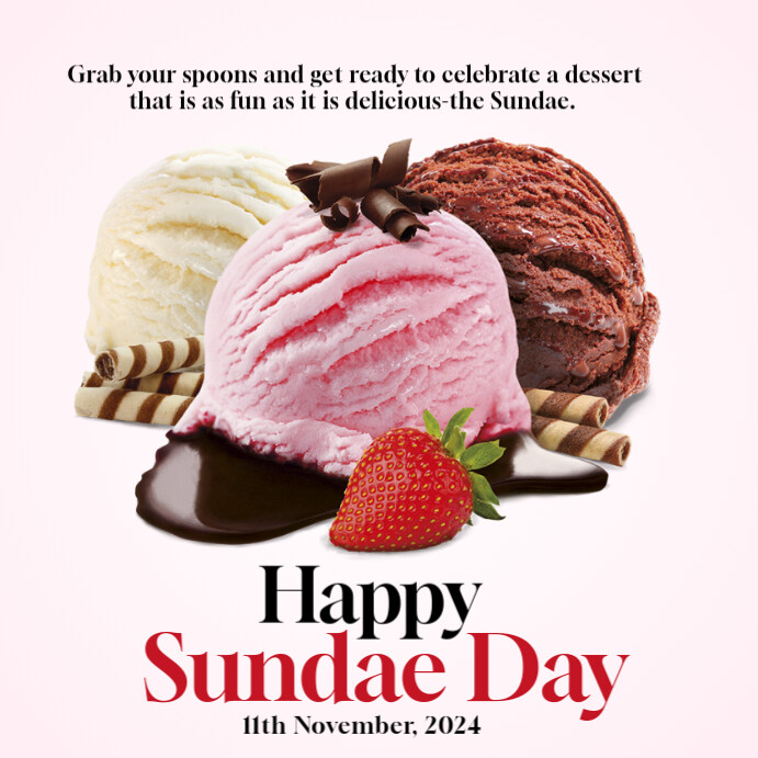 White Joyful Sundae Day Instagram Post Template | PosterMyWall