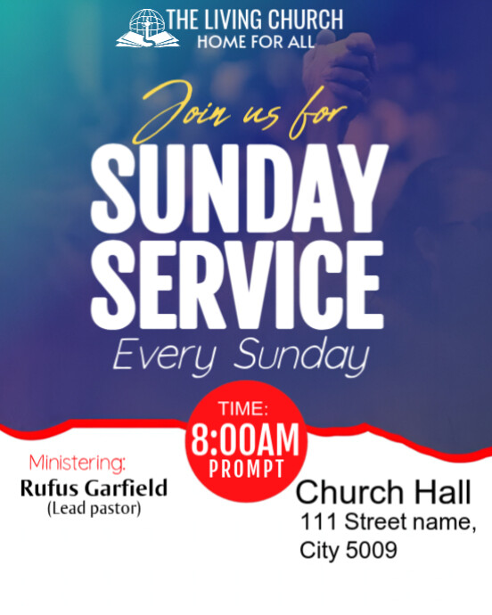 White Joyful Sunday Church Service Ads Instagram Portrait Template ...