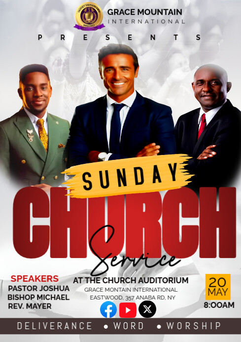 White Joyful Sunday Church Service Design A1 Template | PosterMyWall