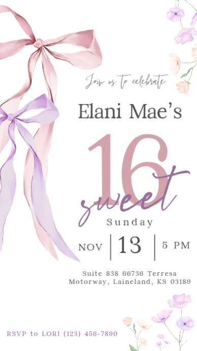 White Joyful Sweet 16th Birthday Invitation Instagram Story Template ...