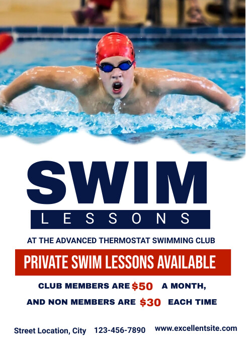 Copy of White Joyful Swiming Classes A4 | PosterMyWall