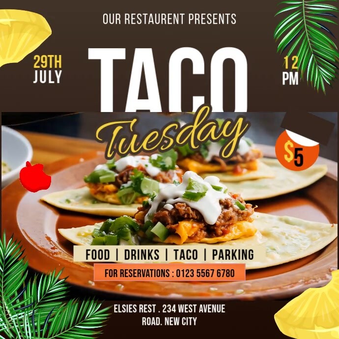White Joyful Taco Tuesday Instagram Post Template | PosterMyWall
