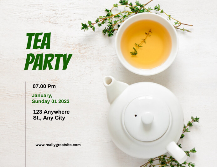 White Joyful Tea Party Flyer Template Flyer ( | PosterMyWall