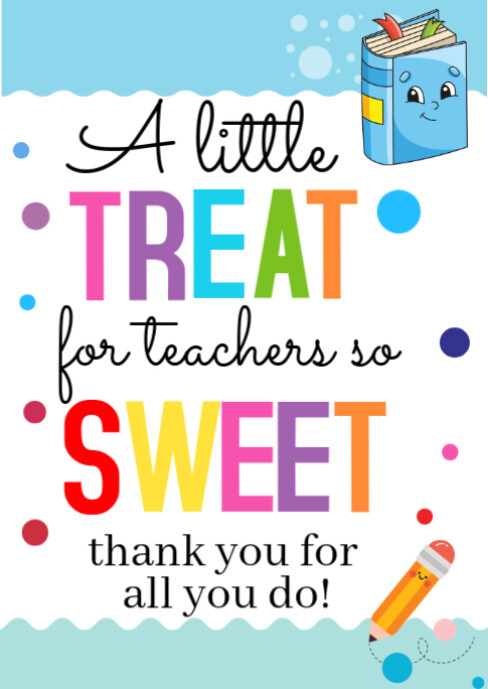White Joyful Teacher Treat Sign A6 Template | PosterMyWall