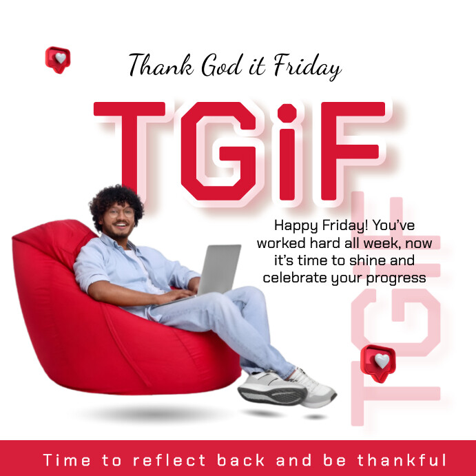 White Joyful Tgif Instagram Post Templat | PosterMyWall
