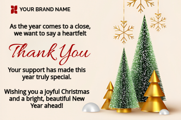 White Joyful Thank You Card Poster Template | PosterMyWall