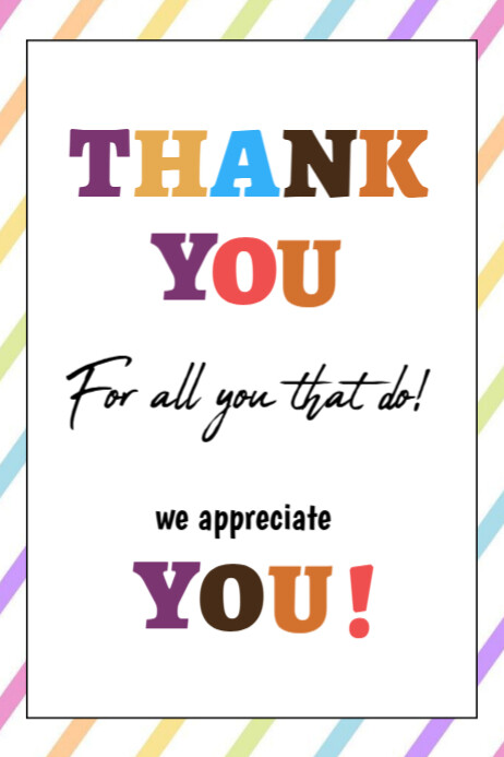 White Joyful Thank You Poster Poster Template | PosterMyWall