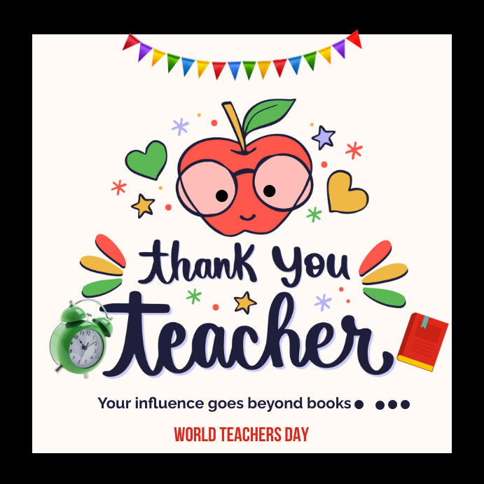 Шаблон White Joyful Thank You Teacher Instagram Post | PosterMyWall