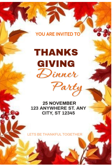 White Joyful Thanksgiving Dinner Party Poster Template | PosterMyWall