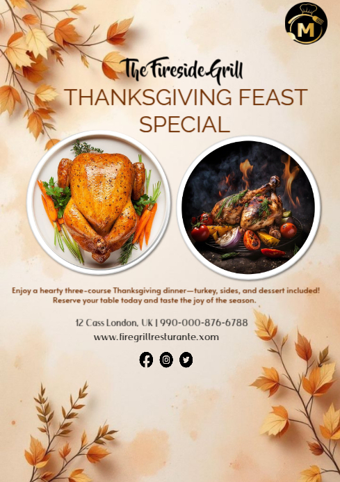 Copy of White Joyful Thanksgiving Dinner Promotion Poster Templates For ...