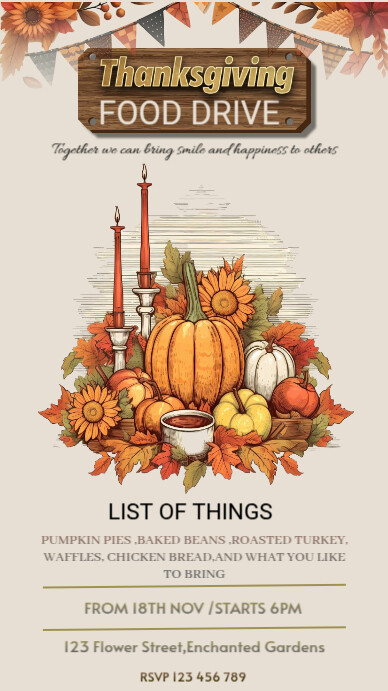 White Joyful Thanksgiving Instagram Story Template | PosterMyWall