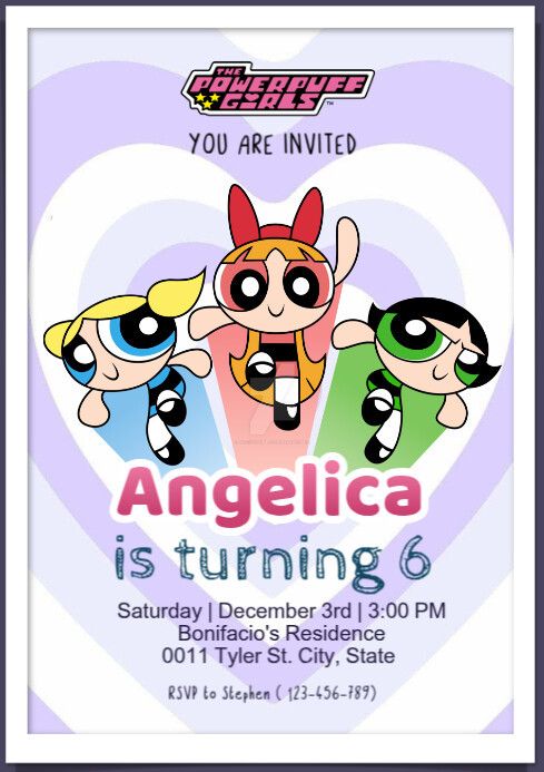 White Joyful The Powerpuff Girls Birthday A4 Template | PosterMyWall