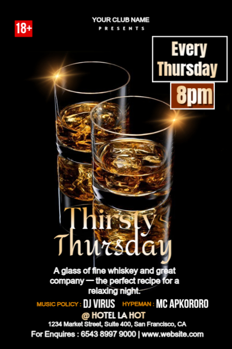Modèle White Joyful Thirsty Thursday Poster | PosterMyWall