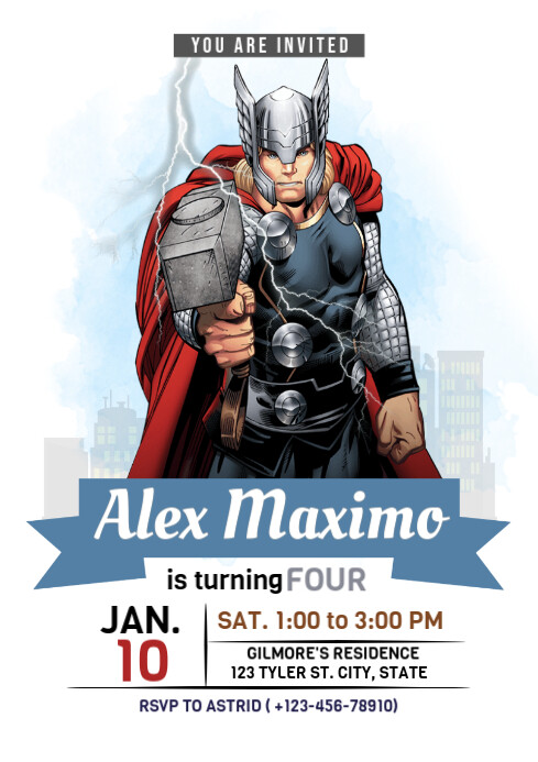Copy of White Joyful Thor Birthday A4 | PosterMyWall