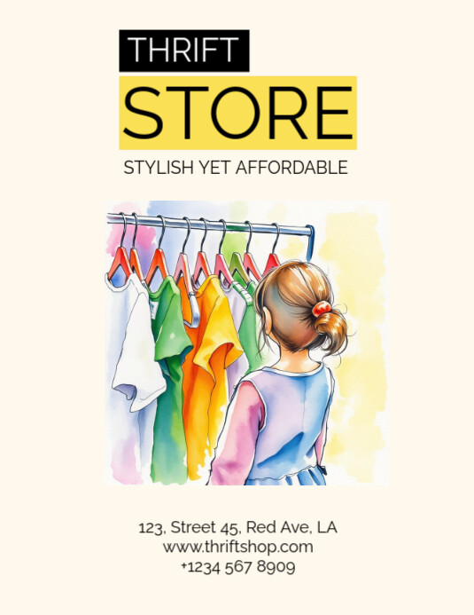 White Joyful Thrift Store Flyer (us Letter) Template | PosterMyWall