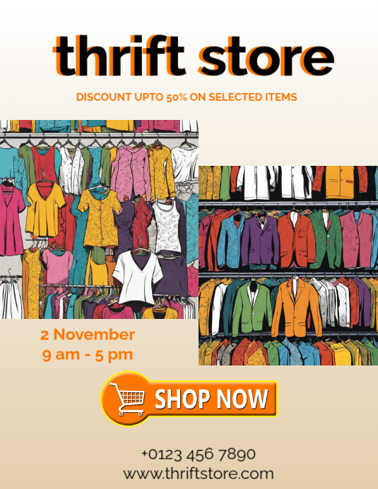 White Joyful Thrift Store Flyer (us Letter) Template | PosterMyWall