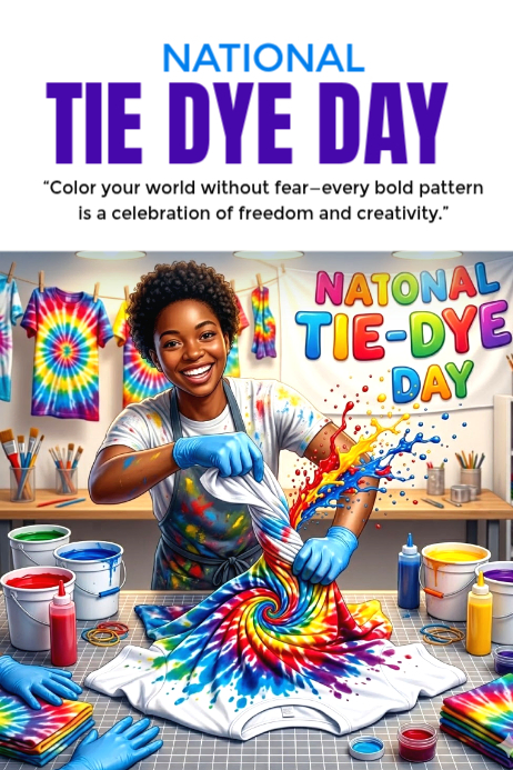 Plantilla de White Joyful Tie Dye Day Celebration Poster | PosterMyWall