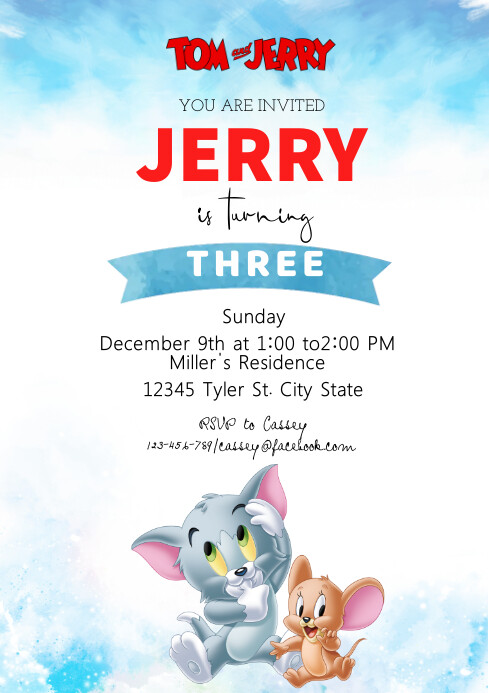 Copy of White Joyful Tom And Jerry Birthday A4 | PosterMyWall