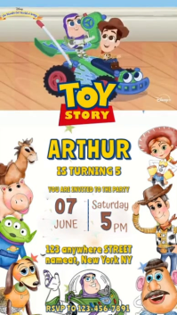 White Joyful Toy Story Animation Digital Display (9:16) Template ...