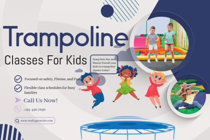 White Joyful Trampoline Classes For Kids Banner 4' × 6' Template ...