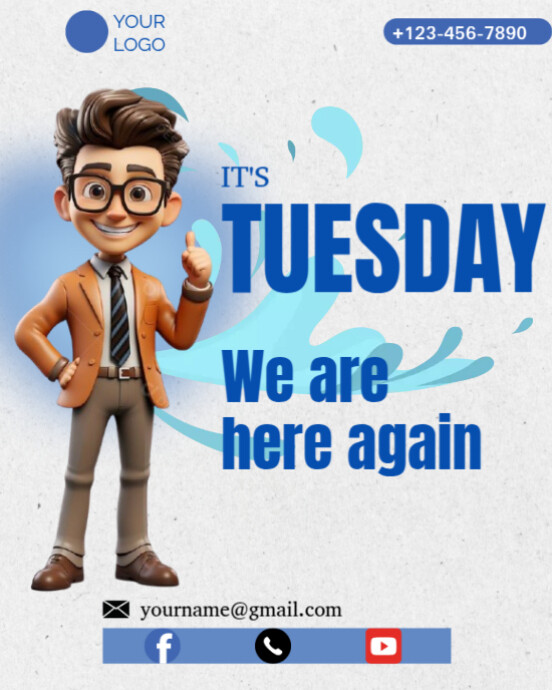 Copy of White Joyful Tuesday Flyer Instagram Portrait | PosterMyWall