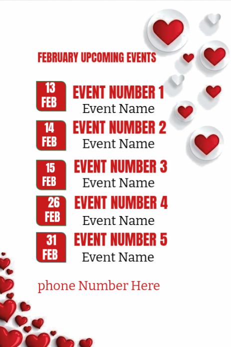 White Joyful Upcoming Events February Pinterest Graphic เทมเพลต ...