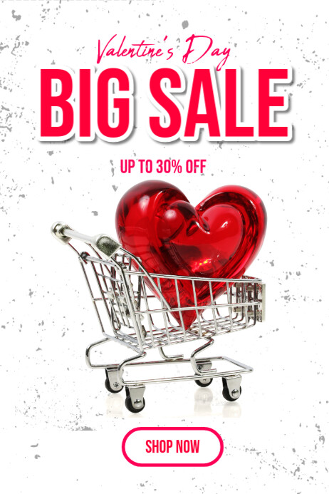 White Joyful Valentine's Day Big Sale Offer 2025 Poster Template ...