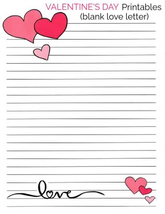 White Joyful Valentine's Day Blank Love Letter Printable Flyer (us ...