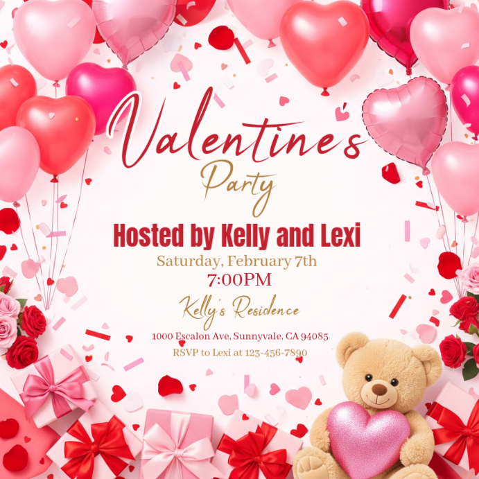 White Joyful Valentine's Party Instagram Post Template | PosterMyWall